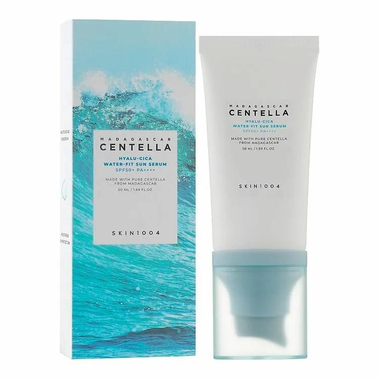 SKIN1004 Солнцезащитный крем сыворотка для лица spf 50 Madagascar Centella Hyalu Cica Water Fit Sun Serum 50 мл с центеллой и гиалуроновой кислотой