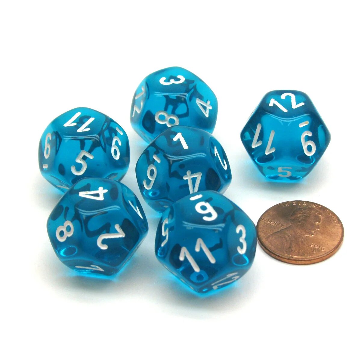 Прозрачные игровые кости D12 18 мм, набор из 10 штук