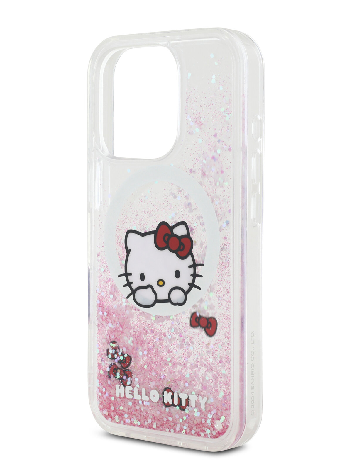 Hello Kitty для iPhone 16 Pro Max чехол Liquid Glitter Sweet Kitty Bows Hard White