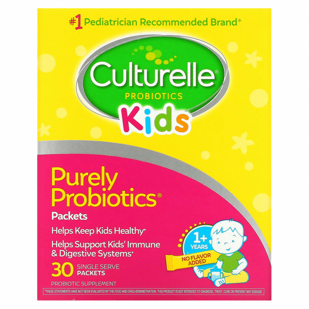 Culturelle, Purely Probiotics, пробиотики для детей от 1 года, без добавок, 23 мг, 30 порционных пакетиков