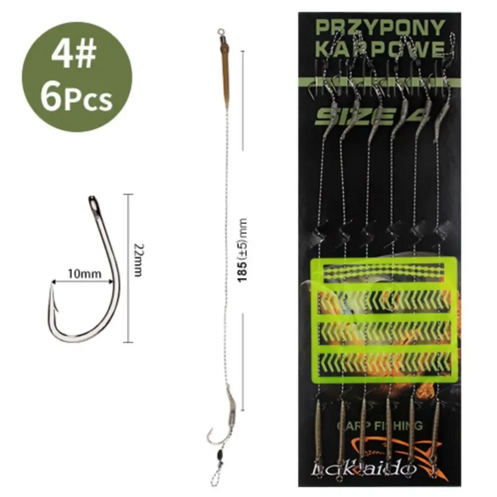 Готовые крючки для карпа BLACKON, Size 4, 6pcs XYLB-4