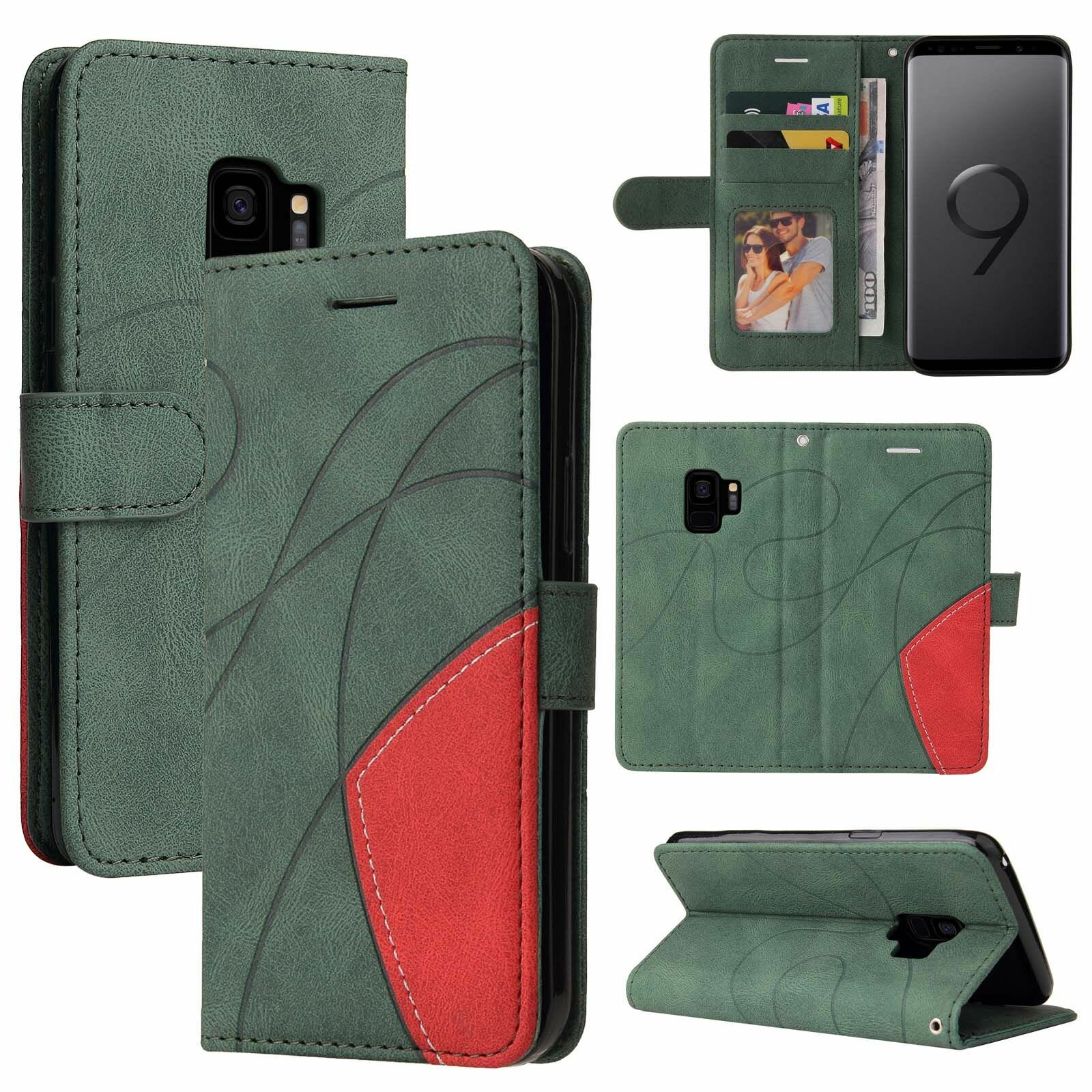 YIKATU Чехол Книжка Для Samsung Galaxy S9 (Самсунг Галакси С9) Магнитной Застежкой Хлятиком И Отделением Под Карты Кожаный