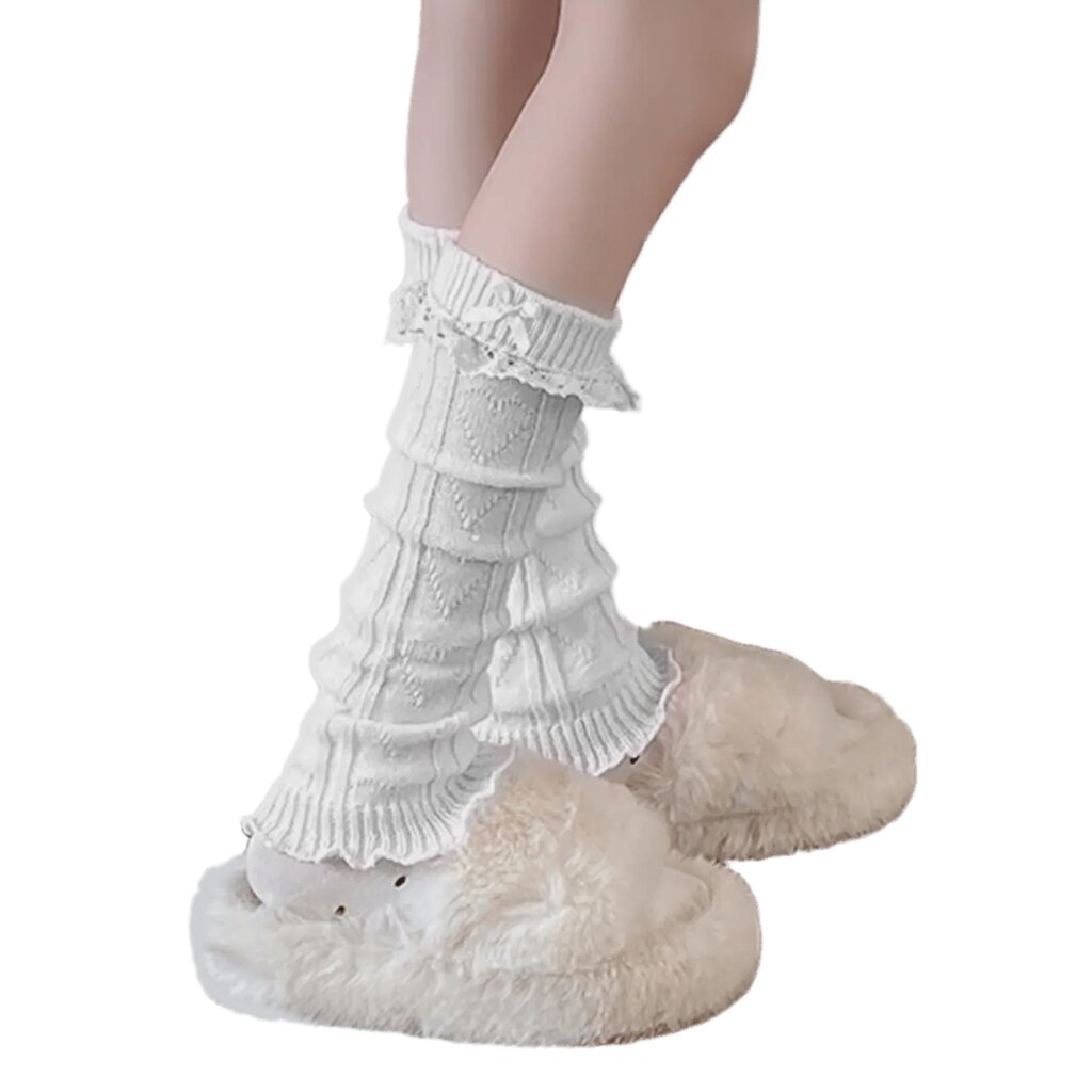 Женские чулки с рюшами и бантом