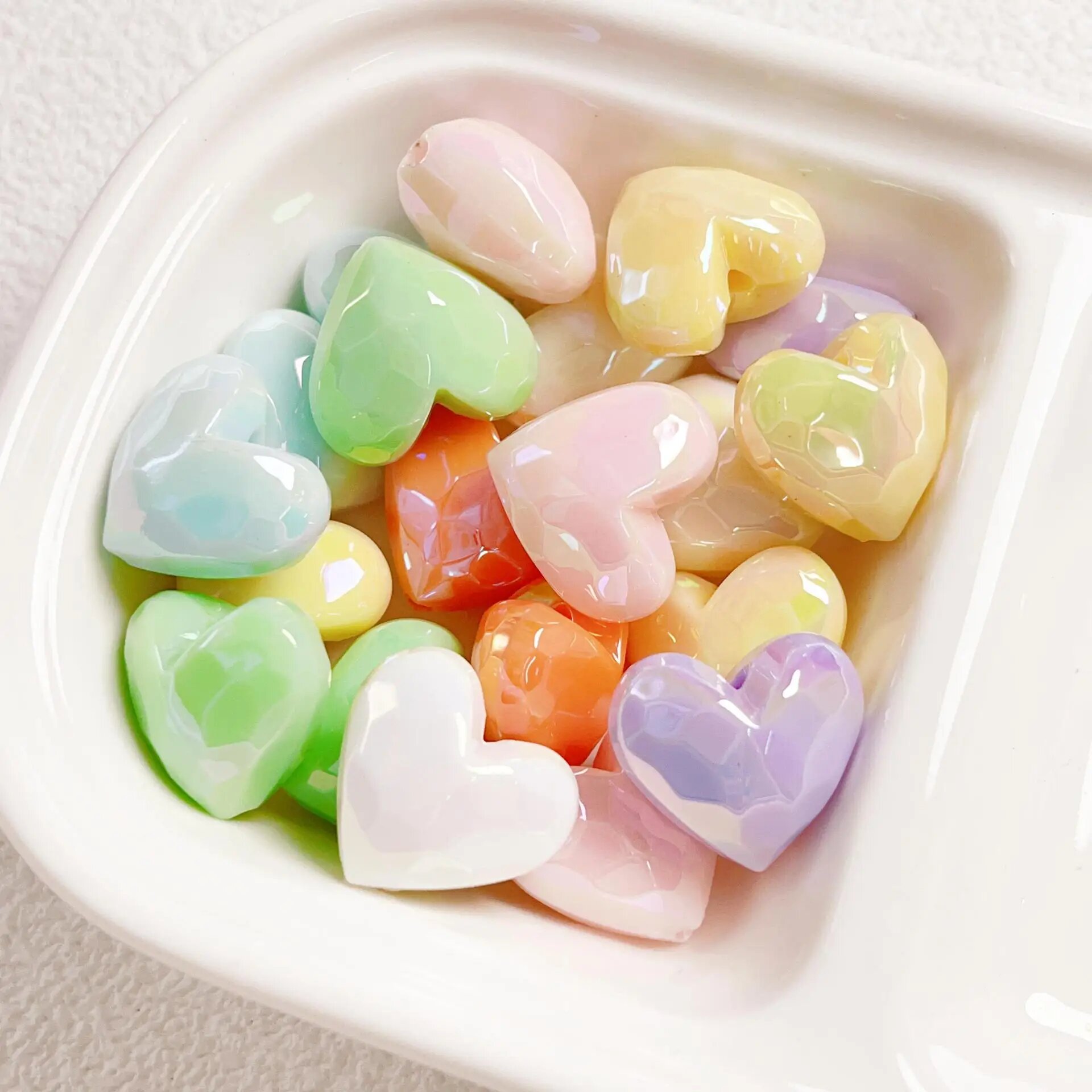 Акриловые бусины-распорки сердечки 17x18 мм, 10 шт.