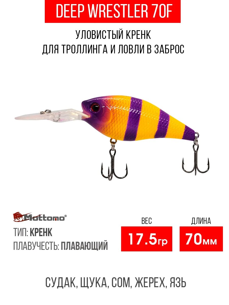 Воблер Deep Wrestler 70F 17,5g, на судака щуку, сома, жереха