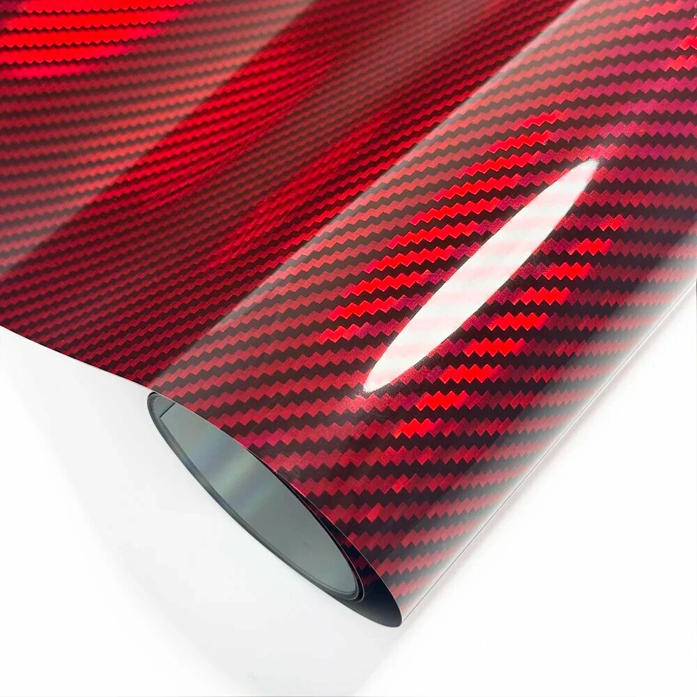 Виниловая пленка карбон Laser Red 50x200см