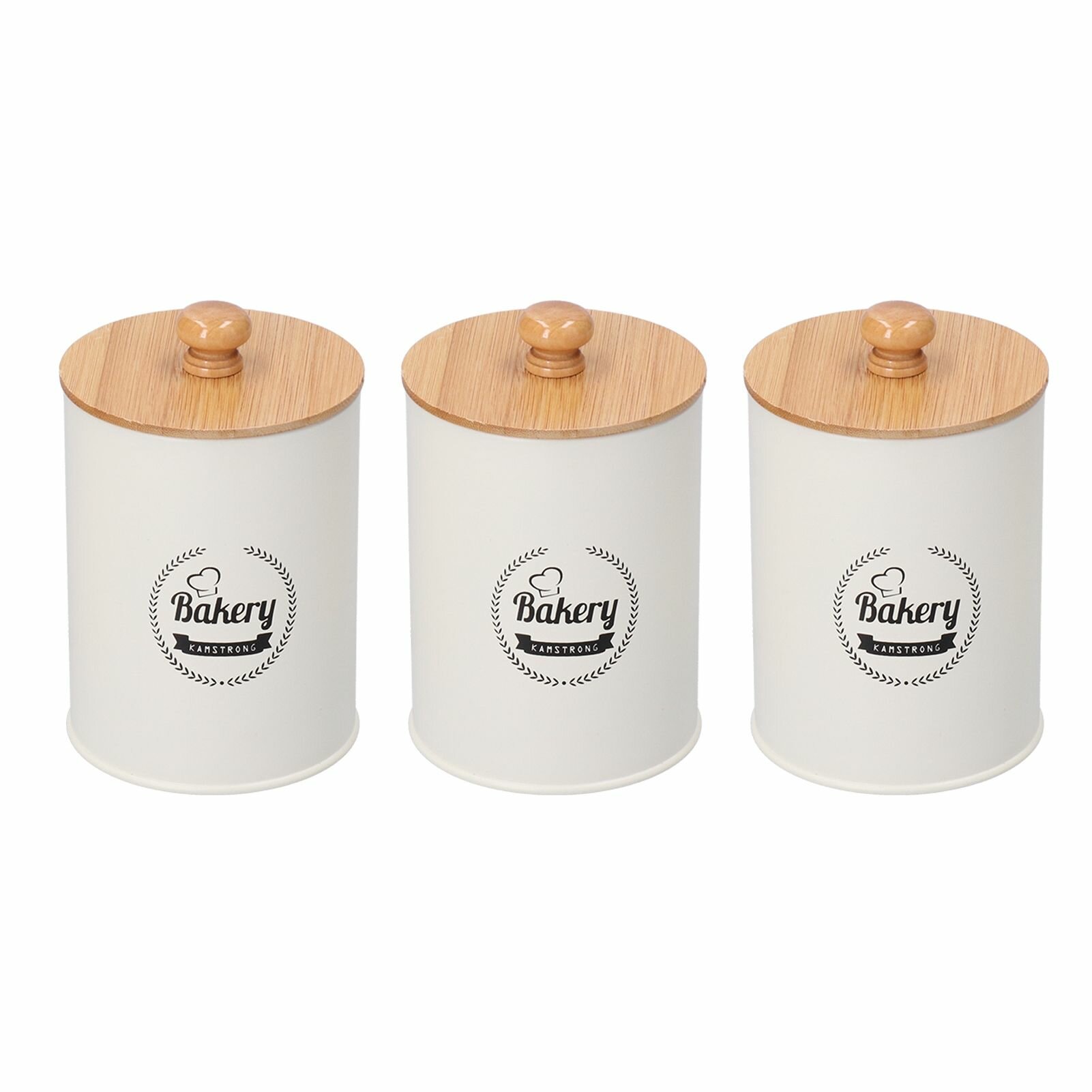Набор из 3 контейнеров для чая с бамбуковыми крышками: банки для хранения чая и кофе белого цвета