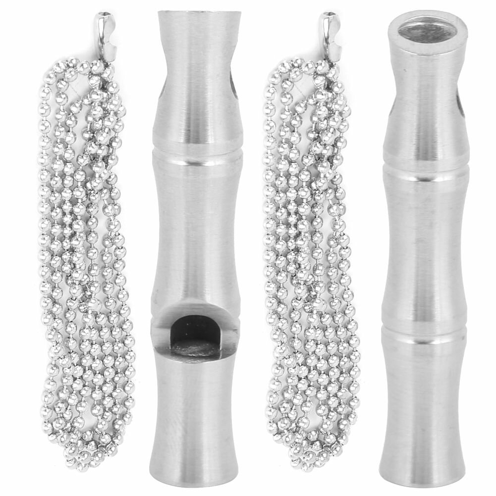 2 шт. Стальной свисток для походов и выживания, 100+ дБ, легкий, с цепочкой, для охоты, рыбалки, спасения