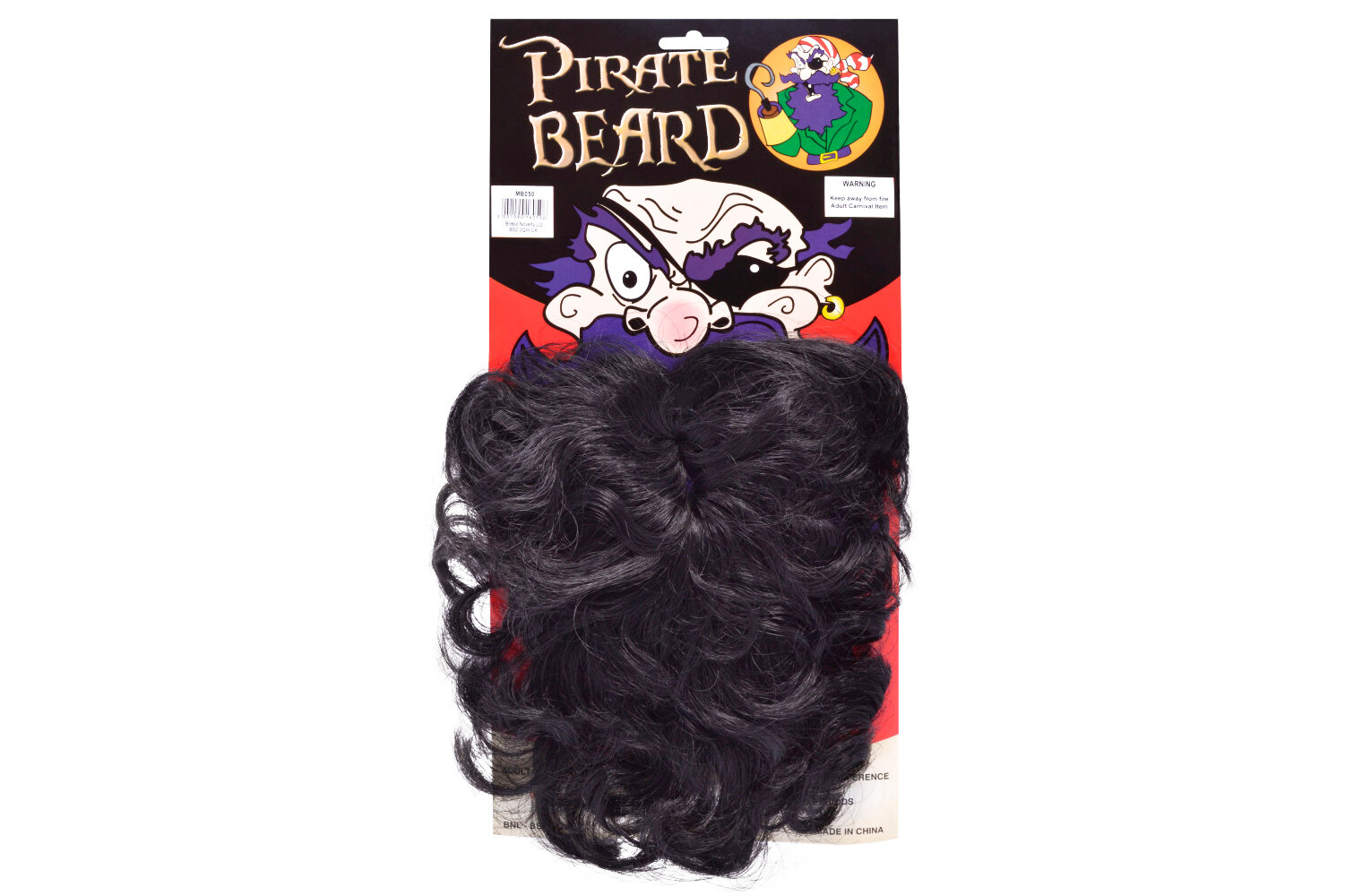 Борода пирата кудрявая черная МВ050, синтетическое волокно, размер 24 см
