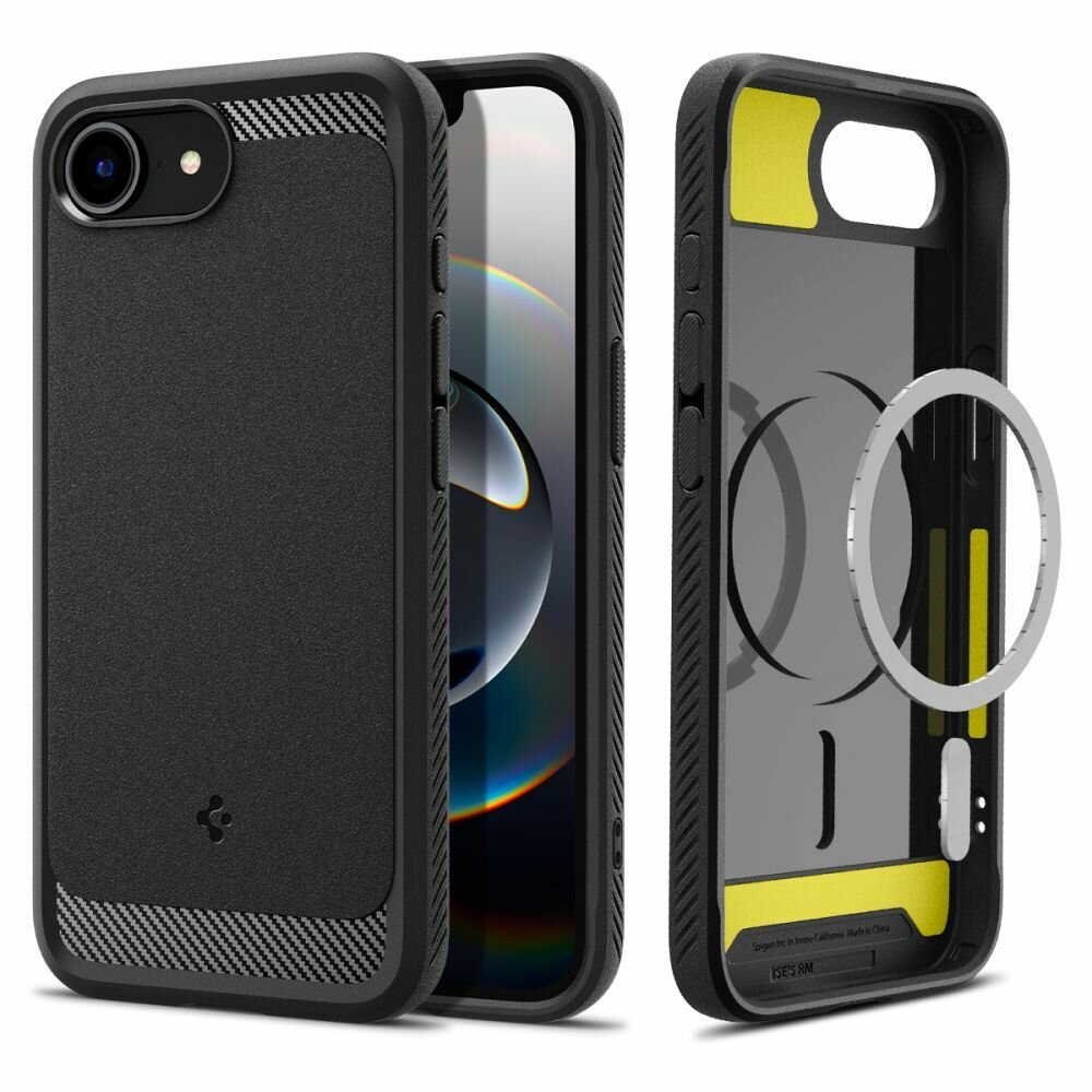 Чехол для iPhone 16e / Айфон 16е, Spigen Rugged Armor Magsafe, черный ACS09152
