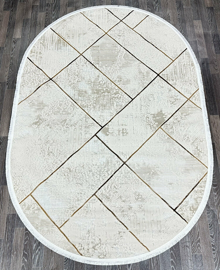 Ковер, Овал, Бежевый, Золотисто-жёлтый, Серый, Коричневый, Современный, на пол, в гостиную, спальню, в ассортименте (80 см. на 150 см.)