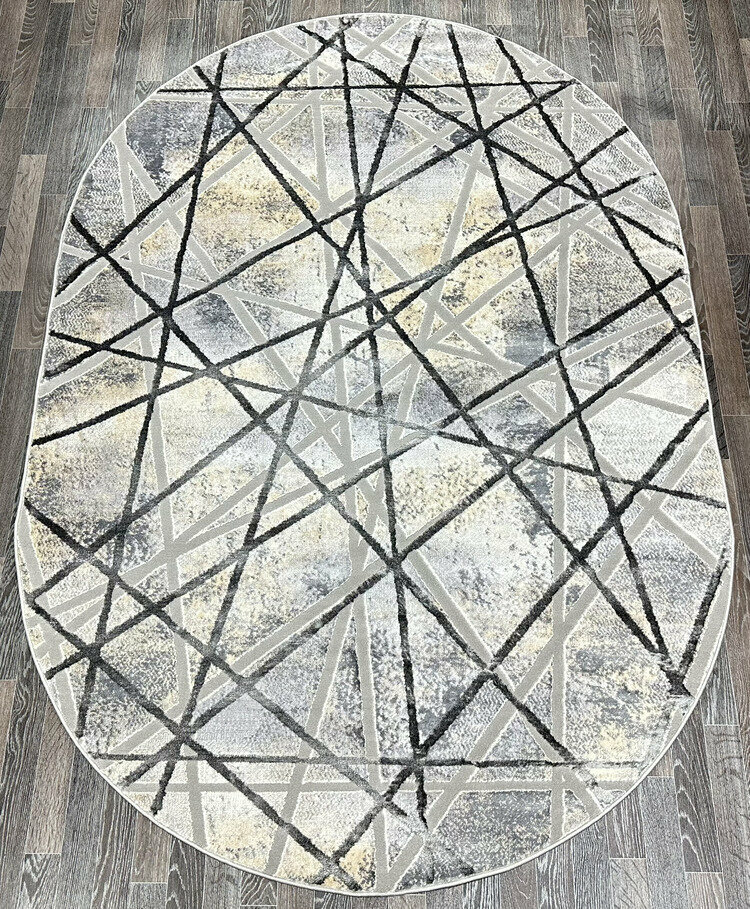 Ковер, Овал, Серый, Бежевый, Темно-серый, Современный, на пол, в гостиную, спальню, в ассортименте (80 см. на 150 см.)
