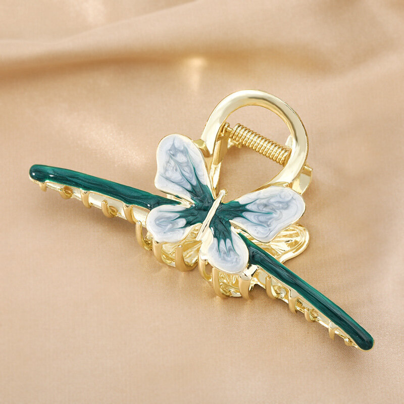 Заколка-бабочка AY12-1, синяя, с боковым зажимом, летняя, в корейском стиле