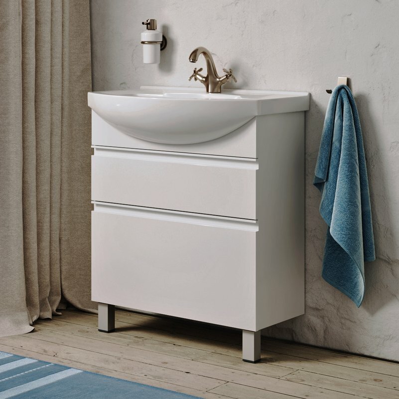 Тумба с раковиной Aqwella Rodos 65 напольная, белая