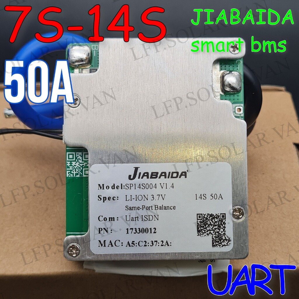 Плата smart BMS 50a универсальная 7s, 8s, 9s, 10s, 11s, 12s, 13s и 14s SP14S004 JIABAIDA - JBD