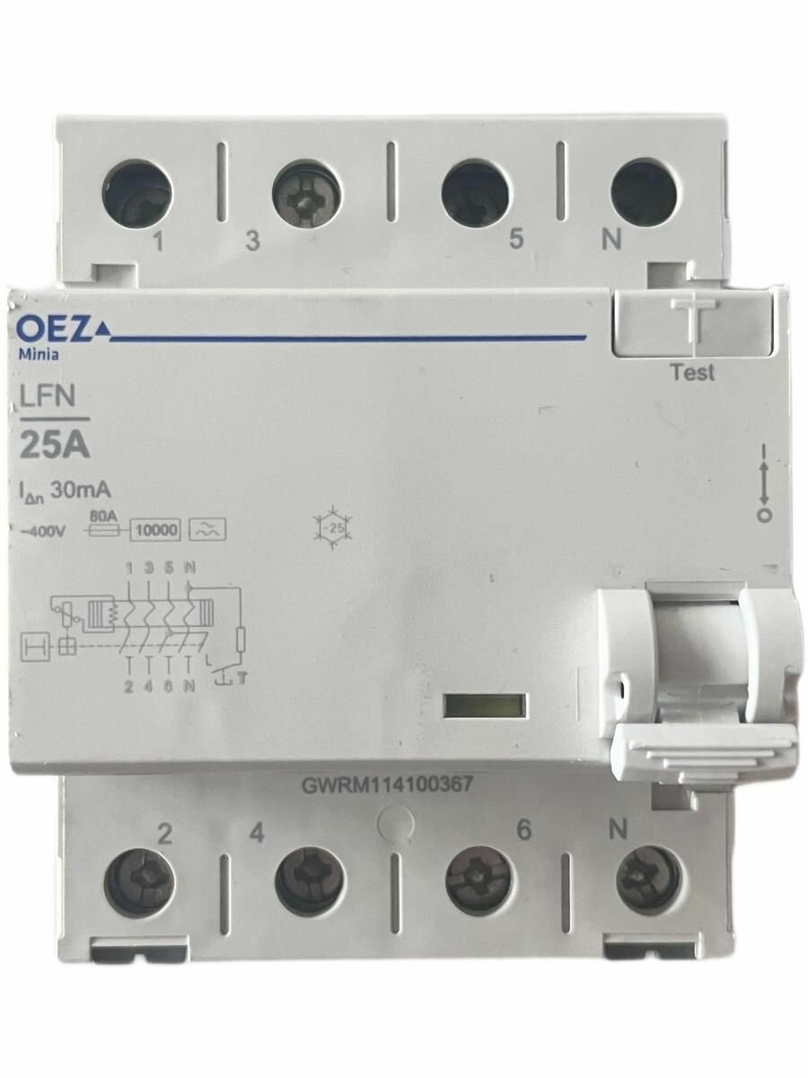LFN-25-4-030A OEZ УЗО, In 25 A, Ue AC 230/400 V, 30 mA, 4-полюс, Inc 10 kA, Арт: 42451.
