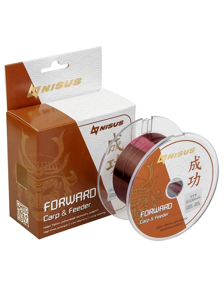Леска для рыбалки Nisus FORWARD Carp&Feeder brown Nylon 0,309mm/300m (N-FCF-0309-300)