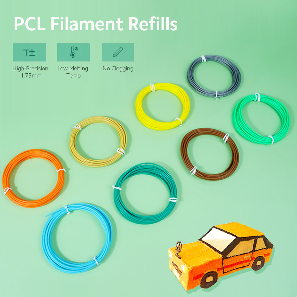 Сменные стержни из PCL-волокна для 3D-ручки, высокоточные, диаметр 1,75 мм, низкая температура плавления, не засоряются, 10 шт. в упаковке, случайные цвета