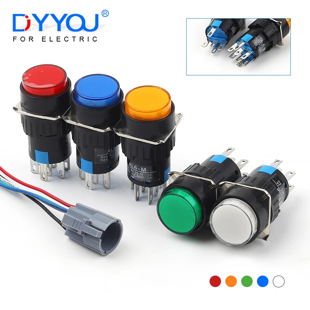 Светодиодный выключатель Round 5Pin Socket 220V Self-Locking
