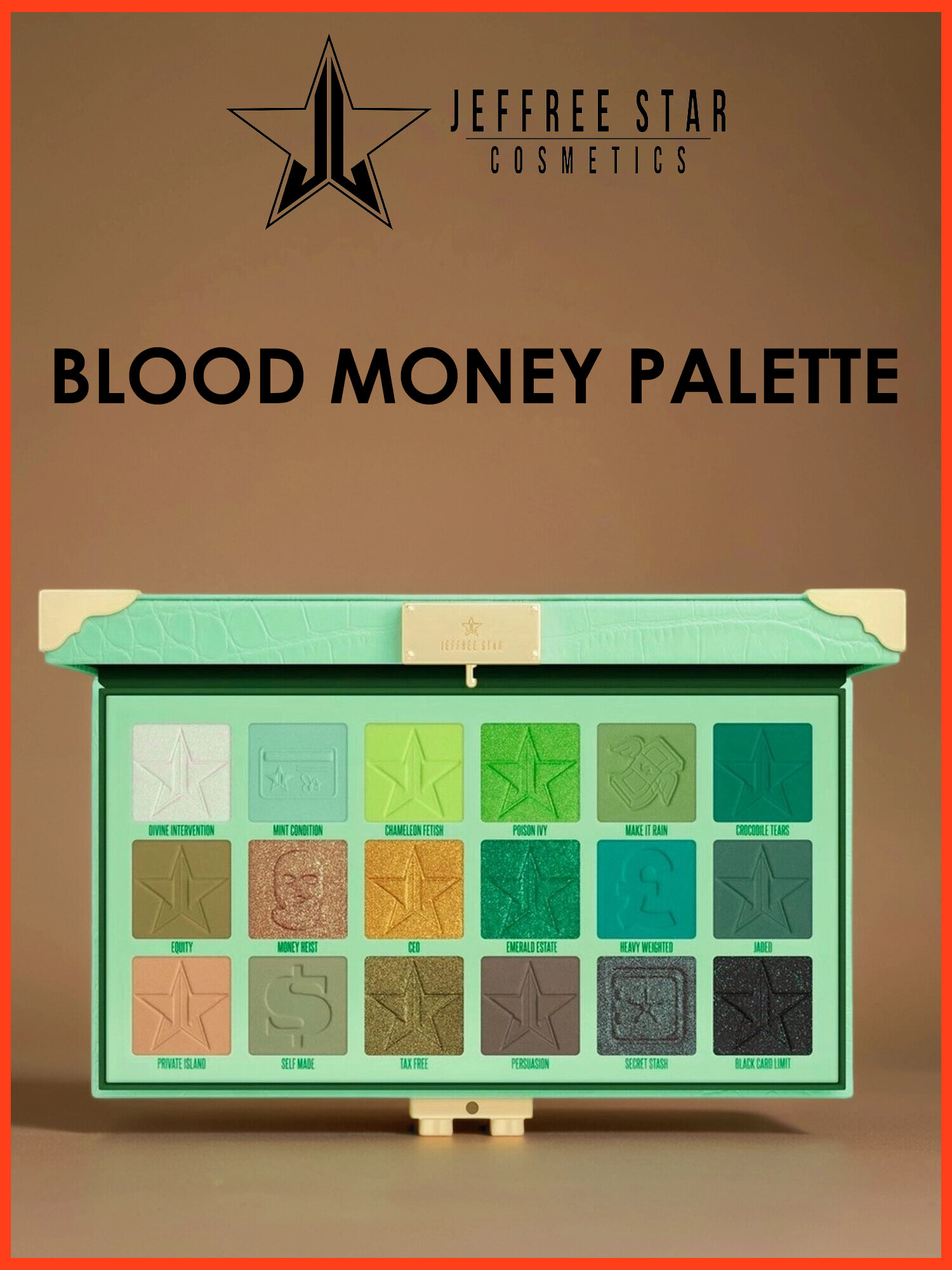 Палетка теней для век Jeffree Star - Blood Money Palette, 18 оттенков, 27 гр.