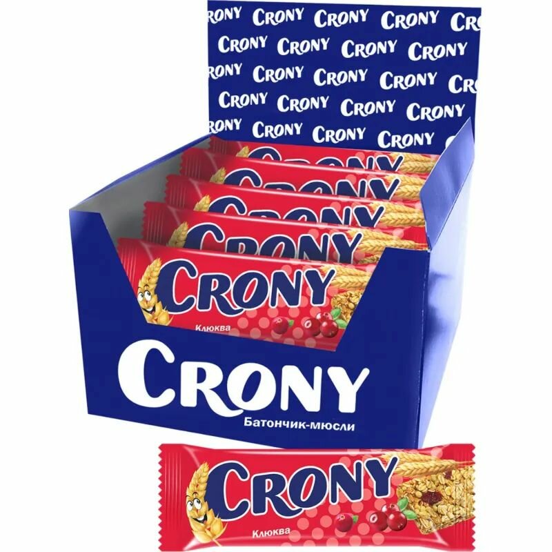 Батончик мюсли Crony Клюква, 50 г х 12 шт./уп.