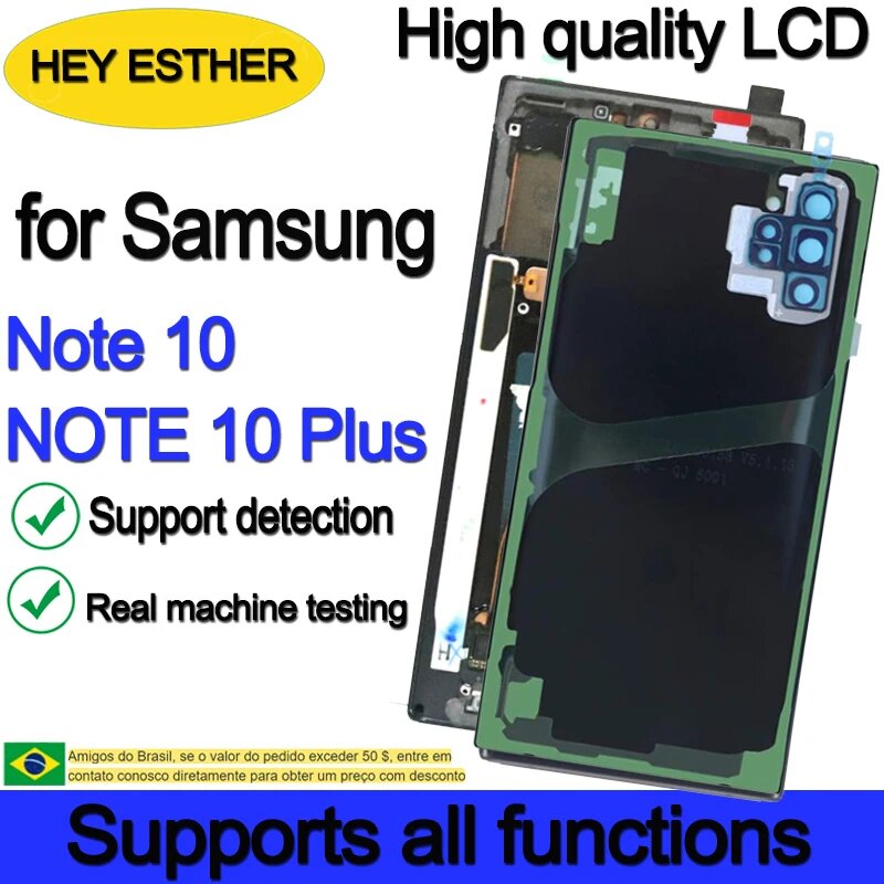 Сменный ЖК-дисплей Super AMOLED для Samsung Note 10, сенсорный экран Note 10 Plus с задней крышкой Note10 Silver frame