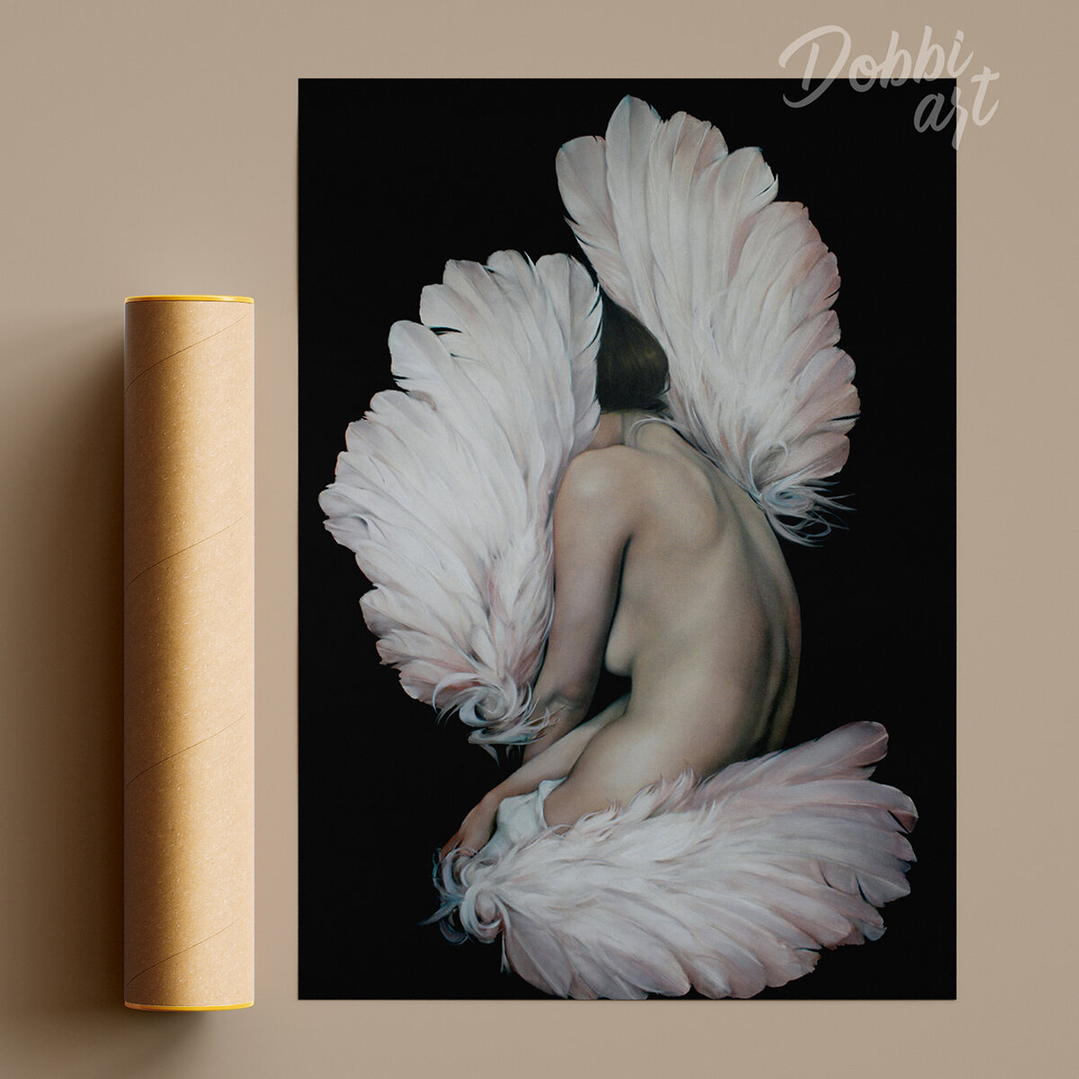 Постер Девушка с крыльями 30х40 см/ Современный эстетичный постер/ Портрет девушки ангел/ современный постер/ Постер для интерьера/ Декор на стену/ Постер для дома, офиса/ Картина для интерьера