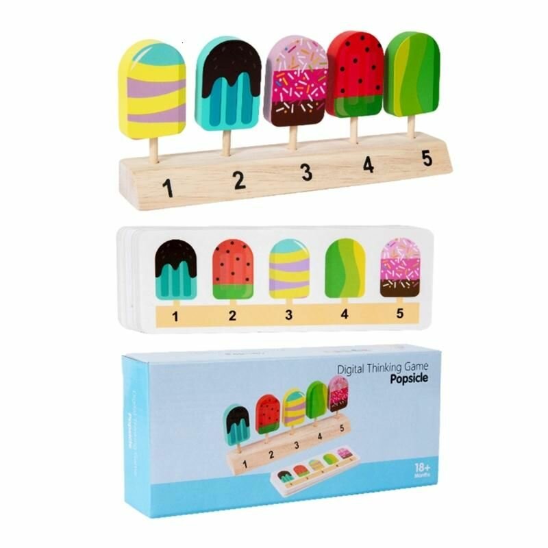 Деревянный набор для ролевых игр с 5 конусами и 20 карточками для детей 3-6 лет, - мороженое