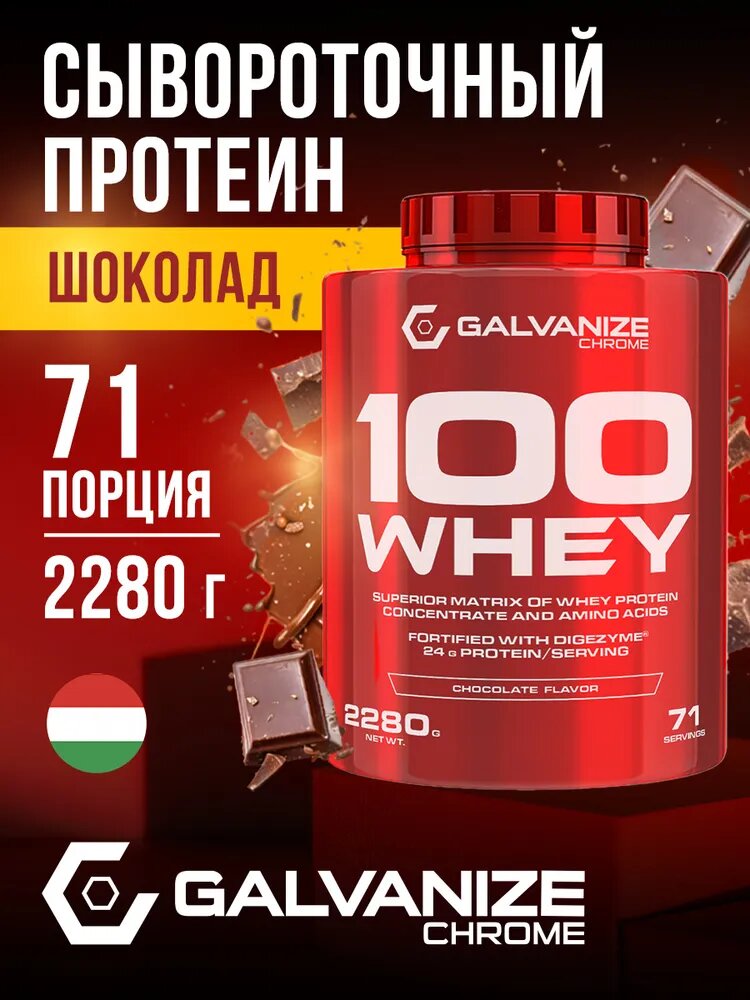Протеин сывороточный GALVANIZE 100 Whey, Шоколадный / 2280 гр