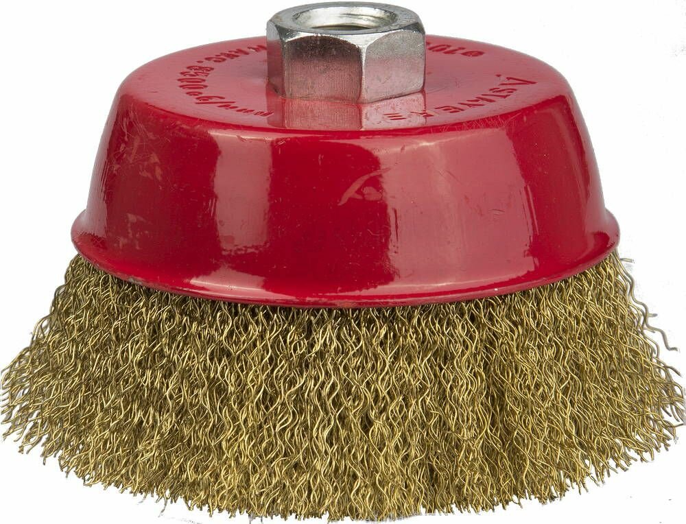 Чашечная щетка-крацовка STAYER, 100 мм, витая стальная латунированная проволока 0.3 мм, для УШМ, Professional 35125-100_z01