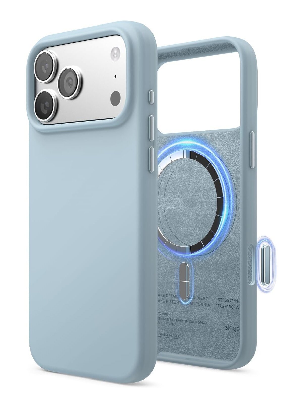 Elago силиконовый чехол для iPhone 17 Pro, Magnetic Silicone Sky Blue (MagSafe)