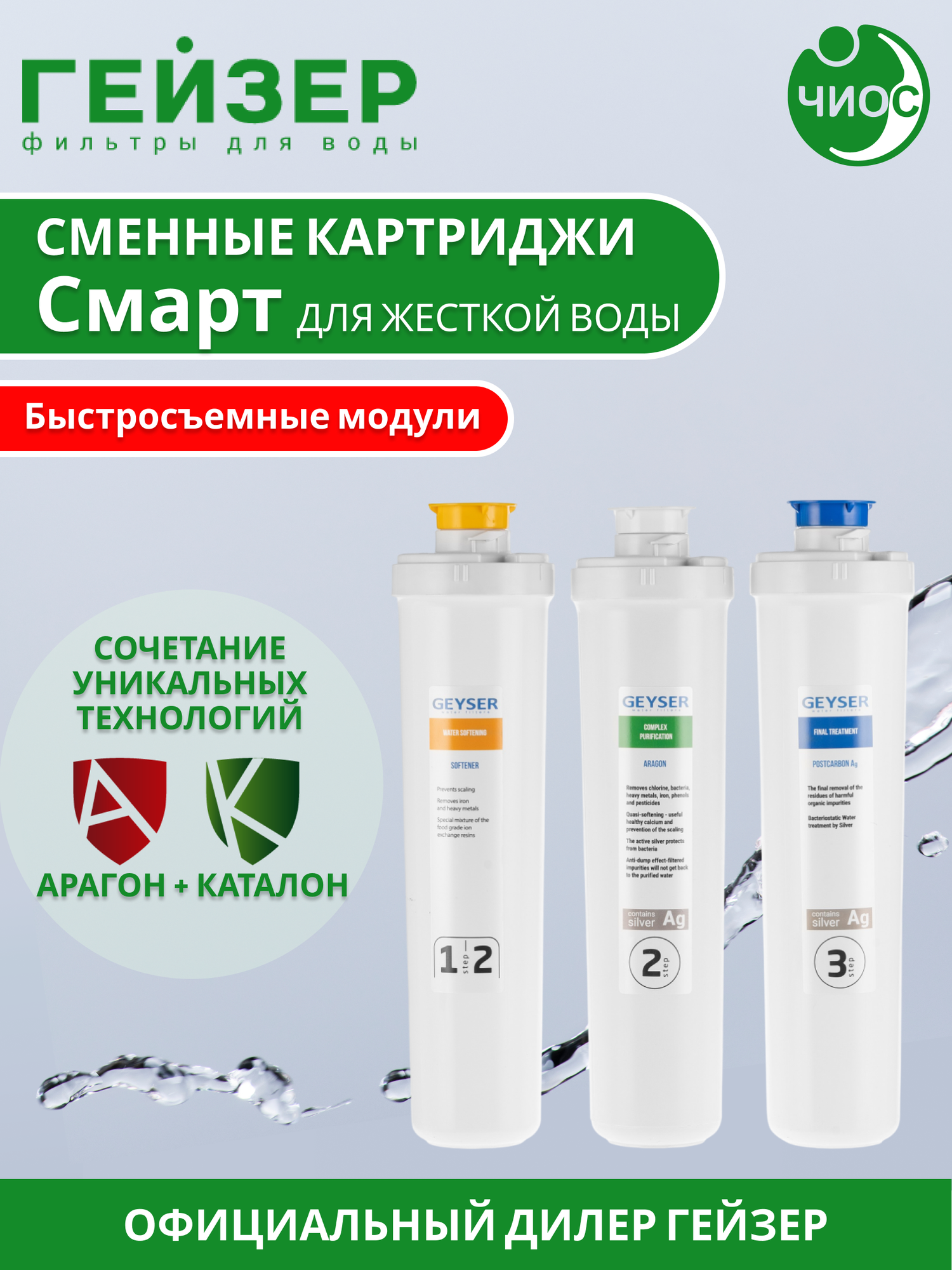 Комплект картриджей Гейзер Смарт для очистки жесткой воды