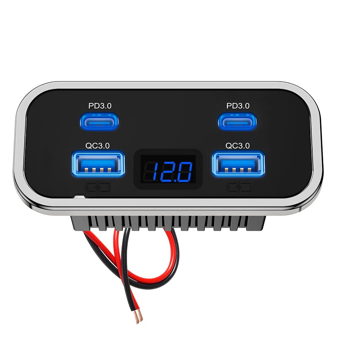 4-портовая USB-розетка 12/24 В PD3.0 USB-C QC 3.0, панель розетки для быстрой зарядки для автомобиля, морского грузовика, кемпера, каравана, автомобильных аксессуаров