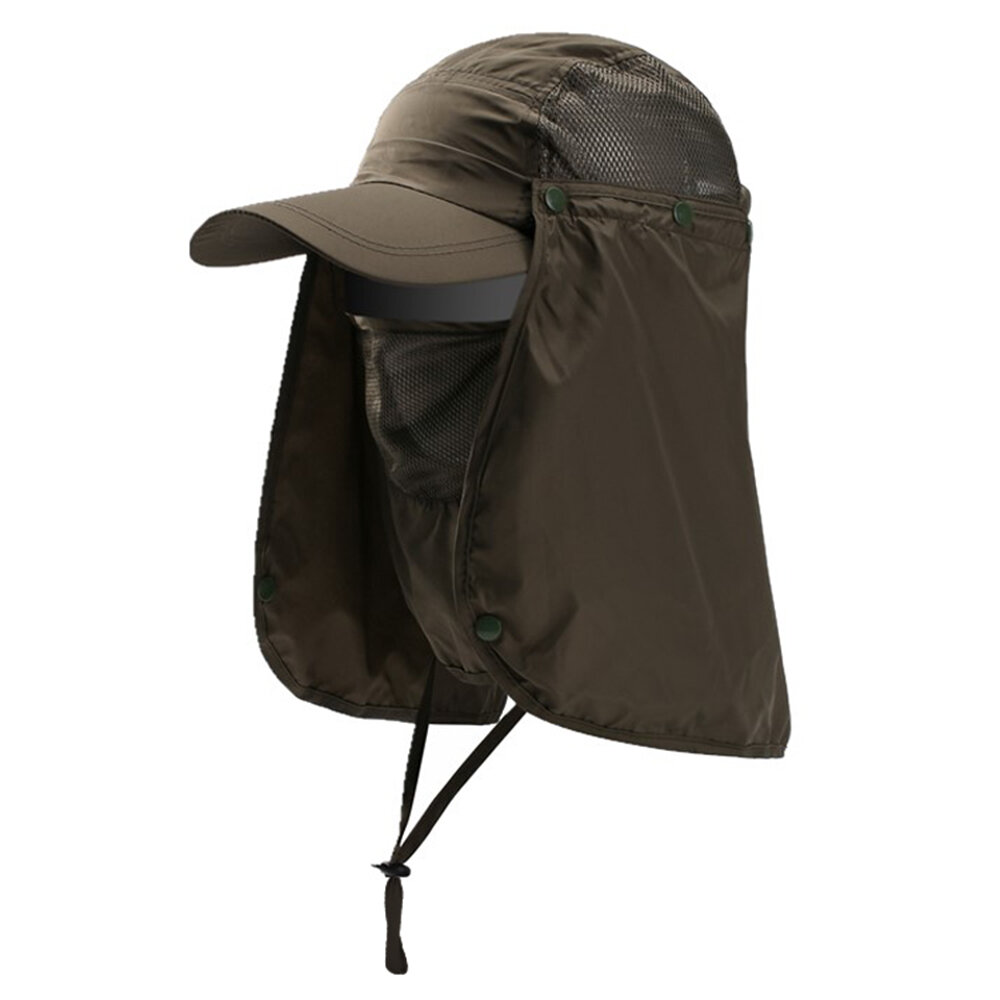 Кепка с уборными чехлами для лица и шеи для походов, защиты от УФ-лучей, рыбалки, размер головы 58-62 см, вес 80 г, цвет черный, серый, хаки, оливковый, темно-серый, темно-синий, голубой, розовый, пурпурный, розово-красный, материал нейлон, 1 шт.
