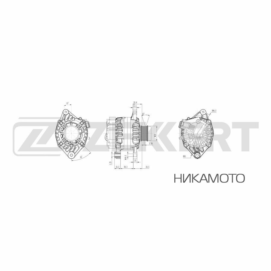 ZEKKERT GE-1027 Генератор Hyundai Solaris II 17- i30 III 17- Elantra VI 16- Creta 16- Kia Rio IV 17- Ceed III 1