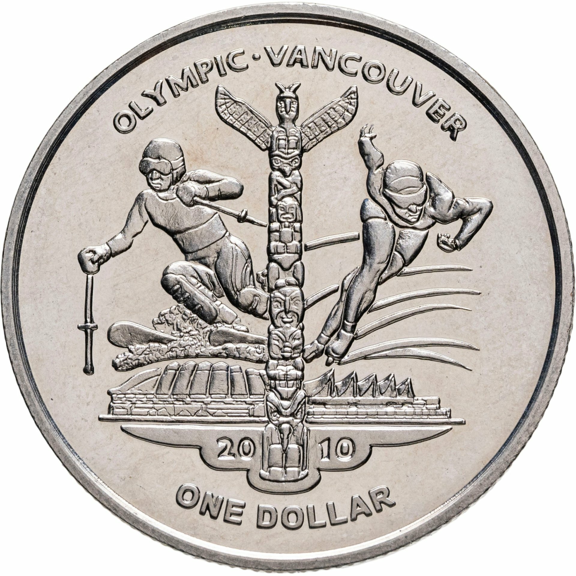 Сьерра-Леоне 1 доллар dollar 2009 Игры XXI зимней Олимпиады Ванкувер-2010 - спортсмены, Мельхиор медь-никель, в сохранности BUNC