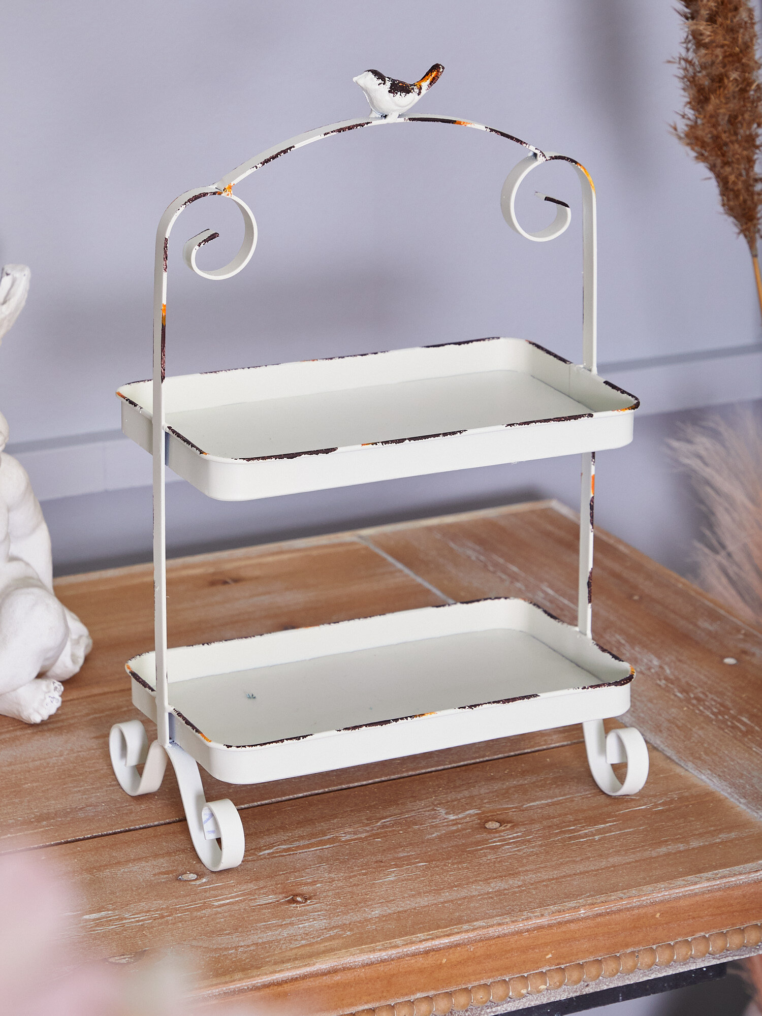 62-071 Блюдо-этажерка двухъярусное 23х14х36см, винтаж, Glasar