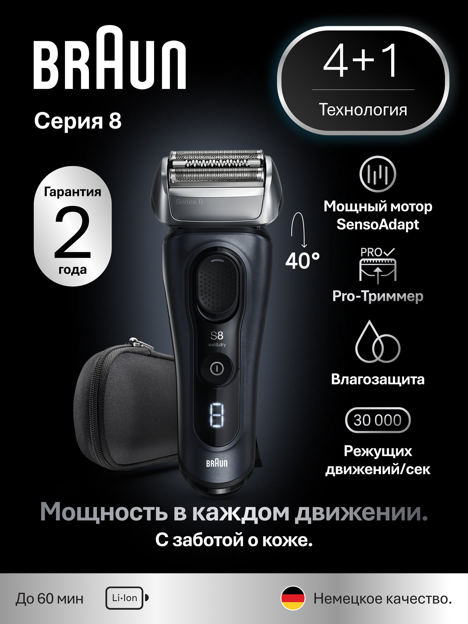 Электробритва Braun Series 8 8603s, серый