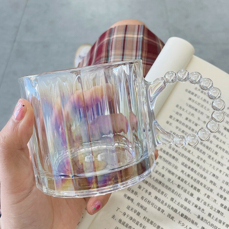 Стеклянная кружка с ручкой, термостойкая, простая прозрачная кружка-бокал для воды, чая, кофе.