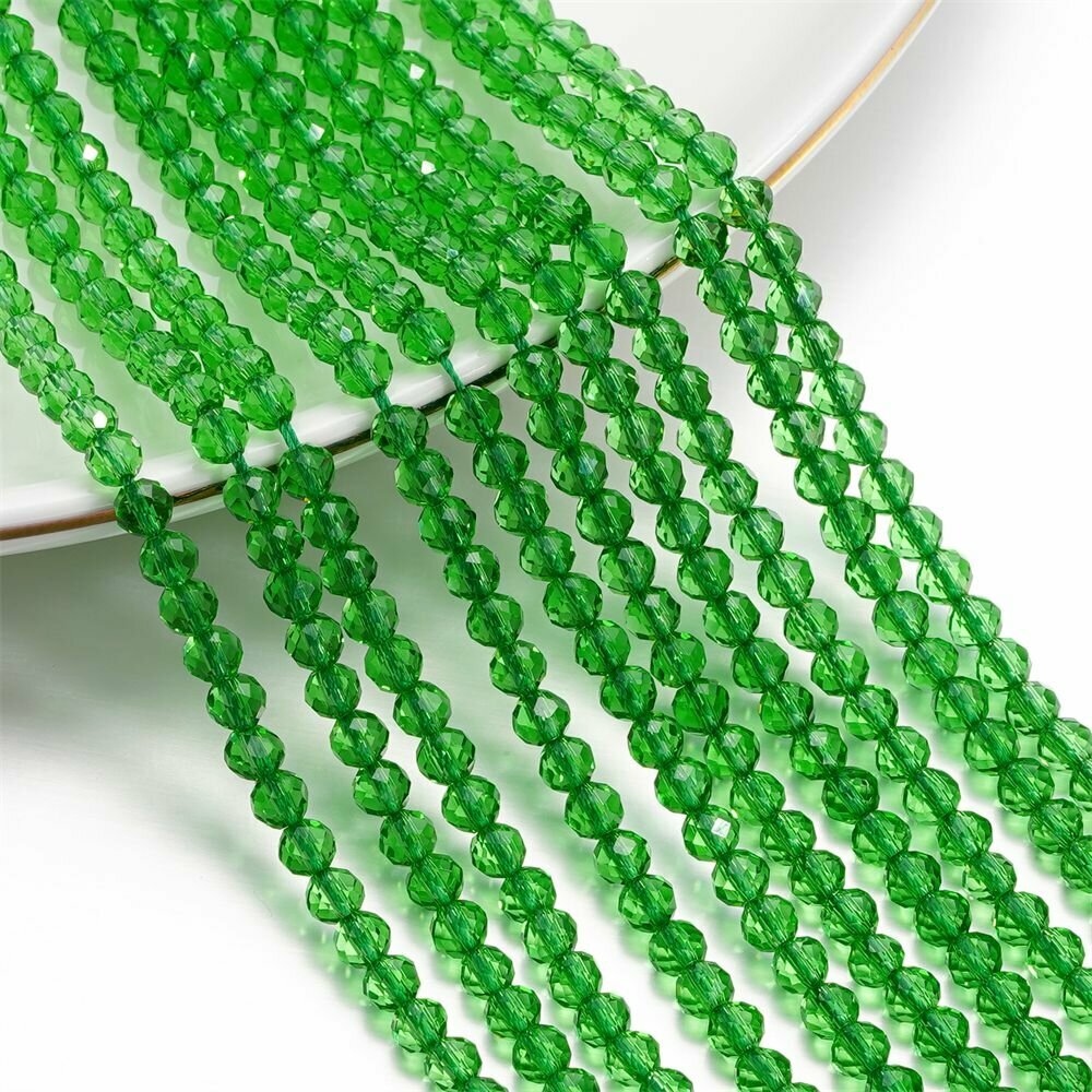 Фианит граненый 3 мм, бусины натуральные для рукоделия и украшений, около 125шт, цвет зеленый