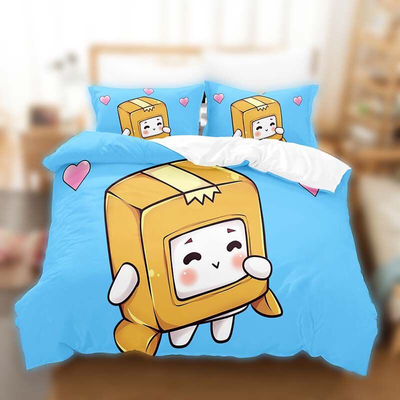 Набор постельного белья lankybox charming с натяжным одеялом для всех возрастов с комфортным ощущением navy blue европа двойной 200×200 см