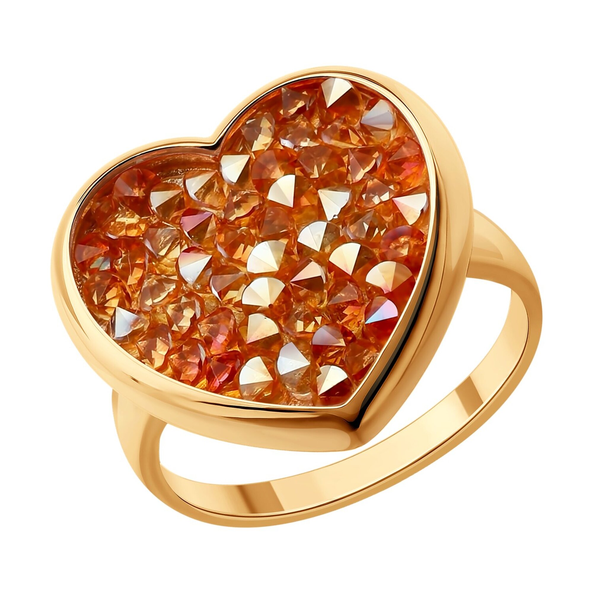 Кольцо Diamant online, серебро, 925 проба, золочение, кристалл