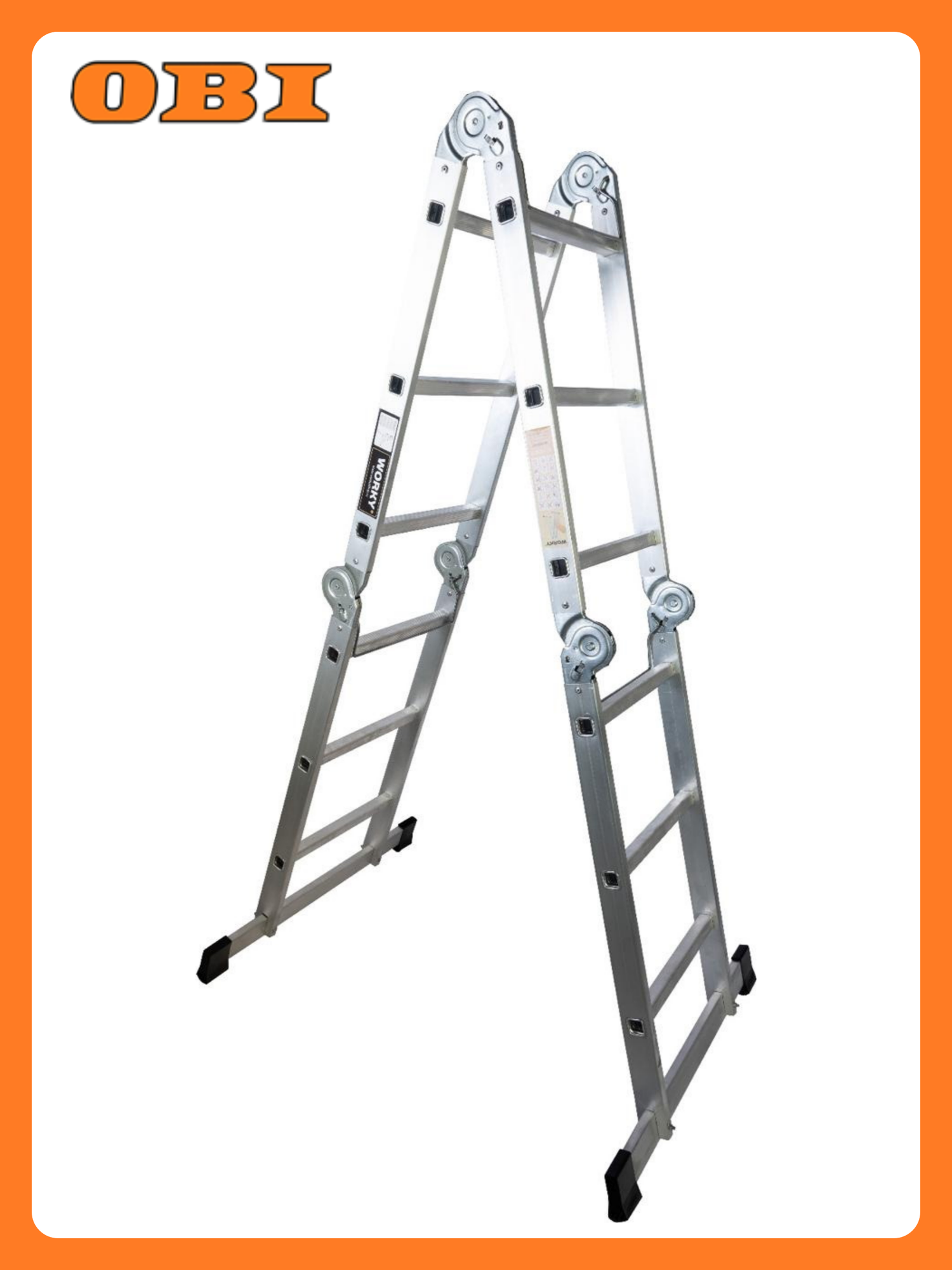 Лестница WORKY, трансформер, 4 секции, 3 ступени, антискользящая, серебристая