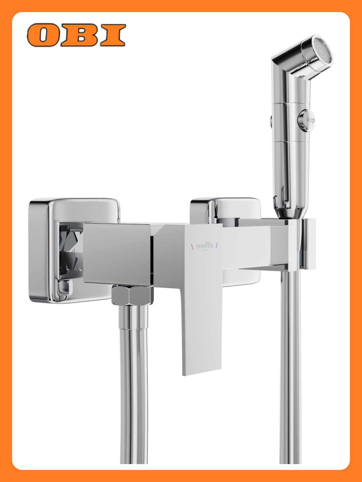 Смеситель с гигиеническим душем Tokito FURO, латунь, хром, вертикальный монтаж