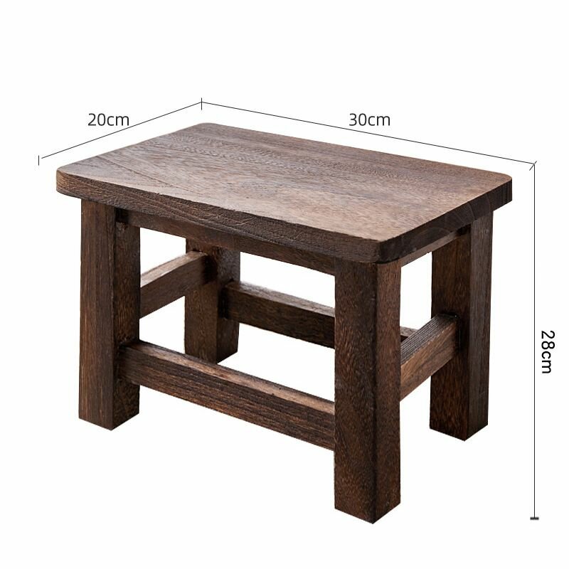 Маленький табурет из цельного дерева / винтажный / для переобувания