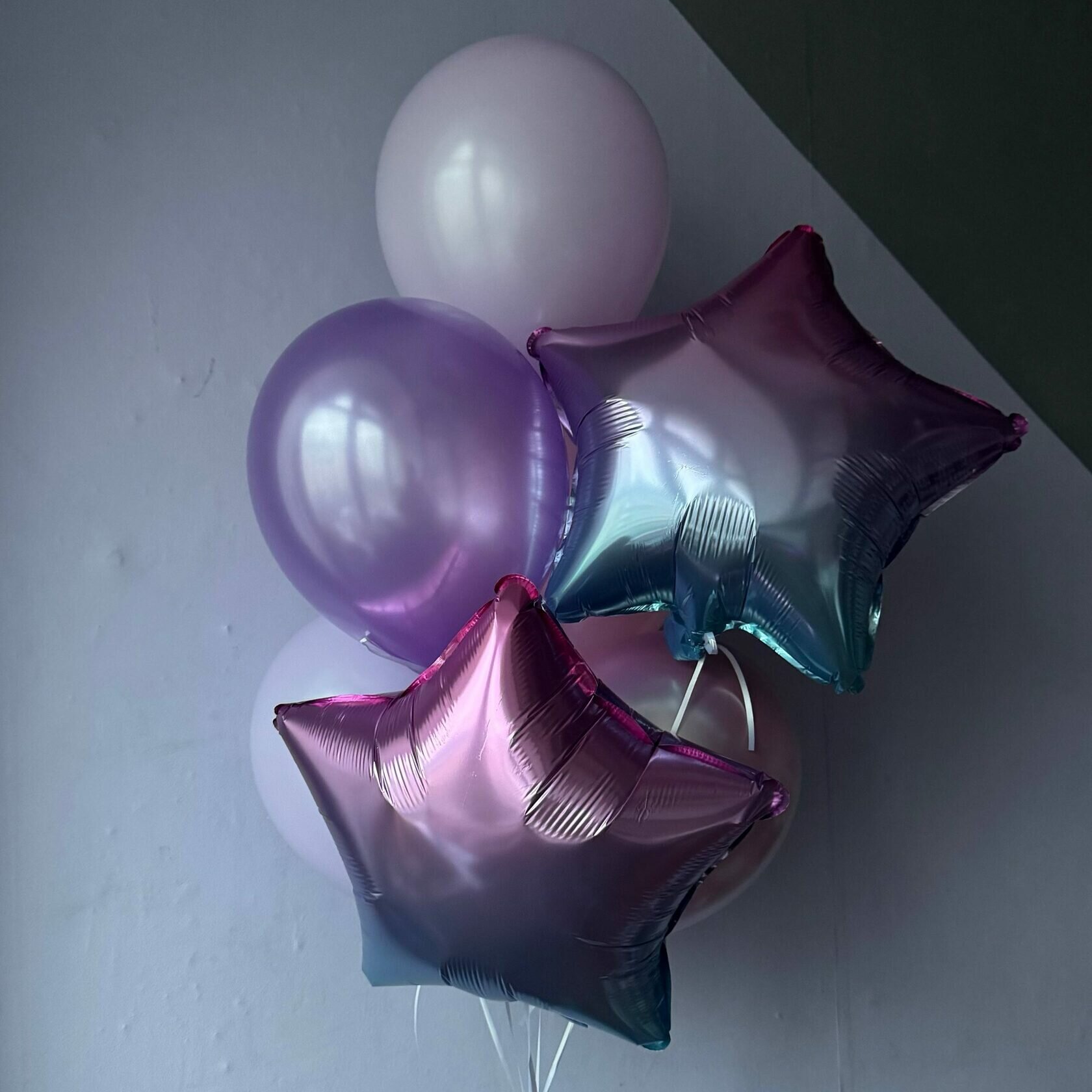Фиолетовый набор Шаров со звездам, фольгированные и латексные шары