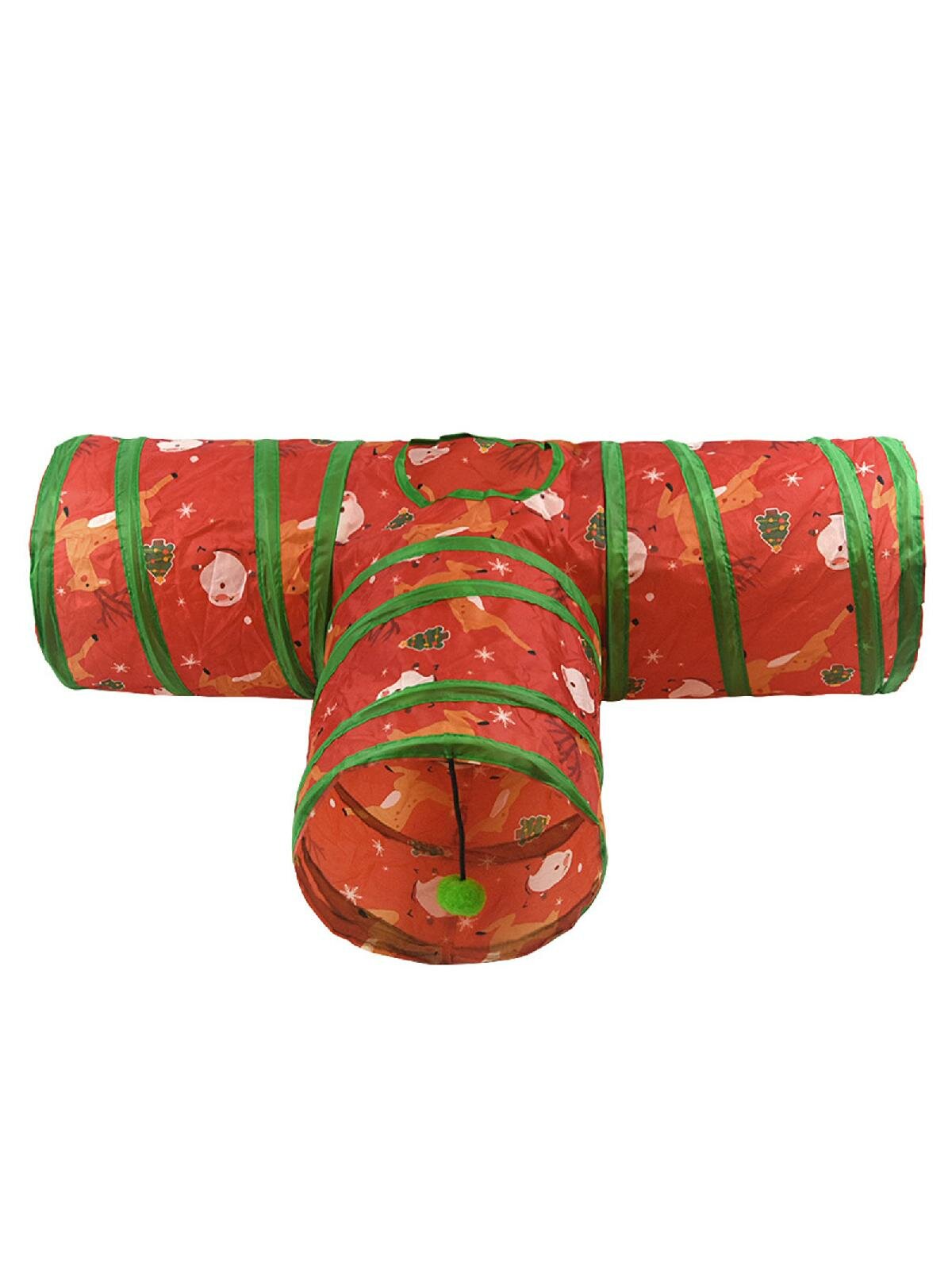 Рождественская тематика Туннель для кошек, Скука, Кошачий домик, Т-образная игровая игрушка PlayTube