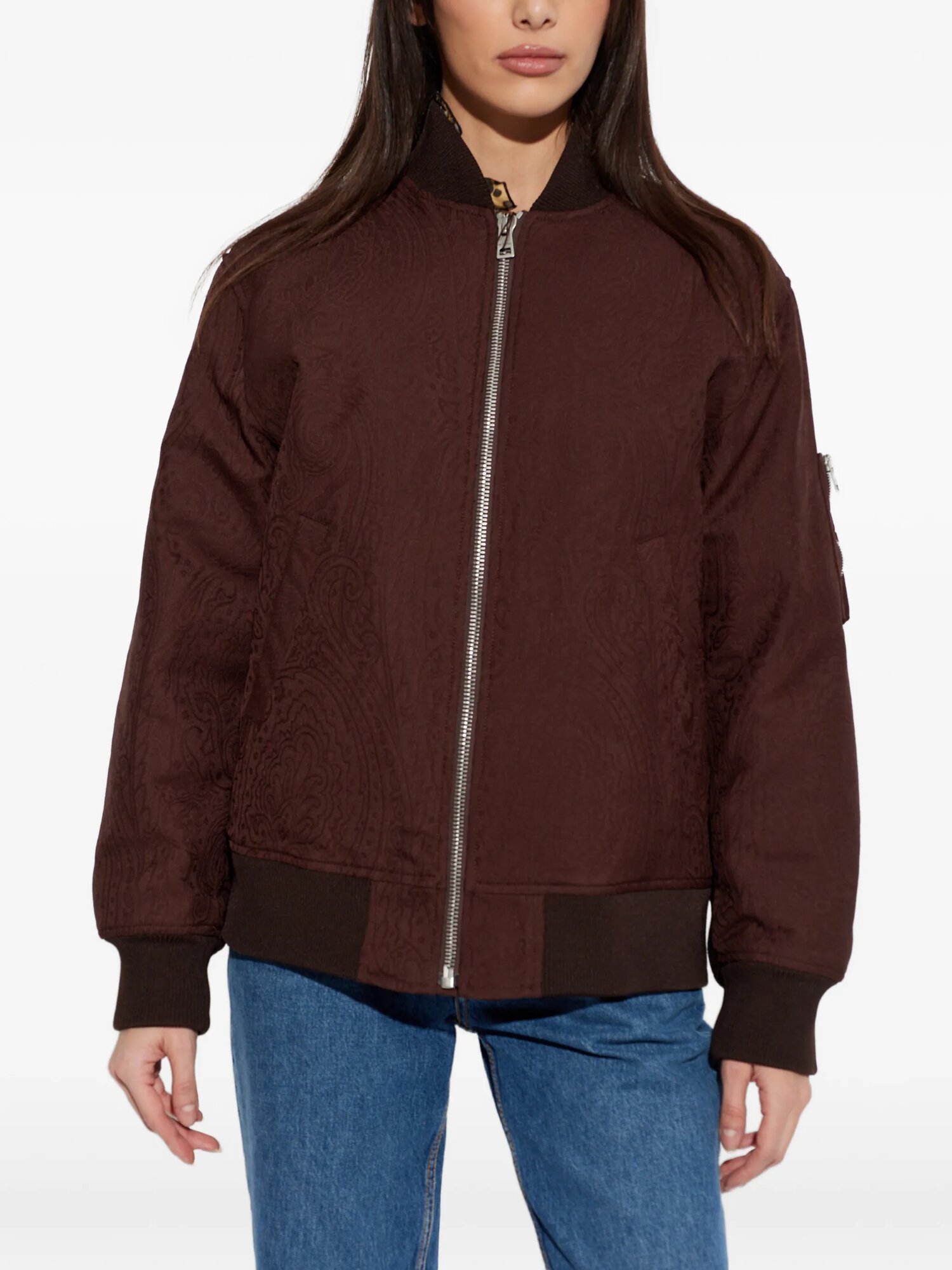 Бомбер ETRO Paisley-pattern bomber jacket, размер 50, коричневый — фото 1