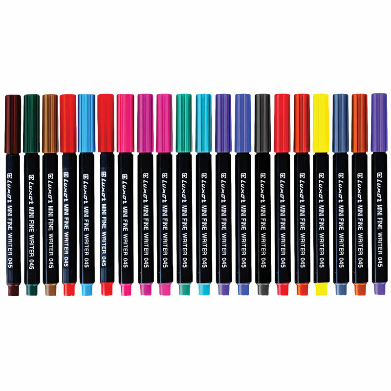 Набор капиллярных ручек Luxor "Mini Fine Writer 045" 20цв, 0,8мм, пластиковая банка