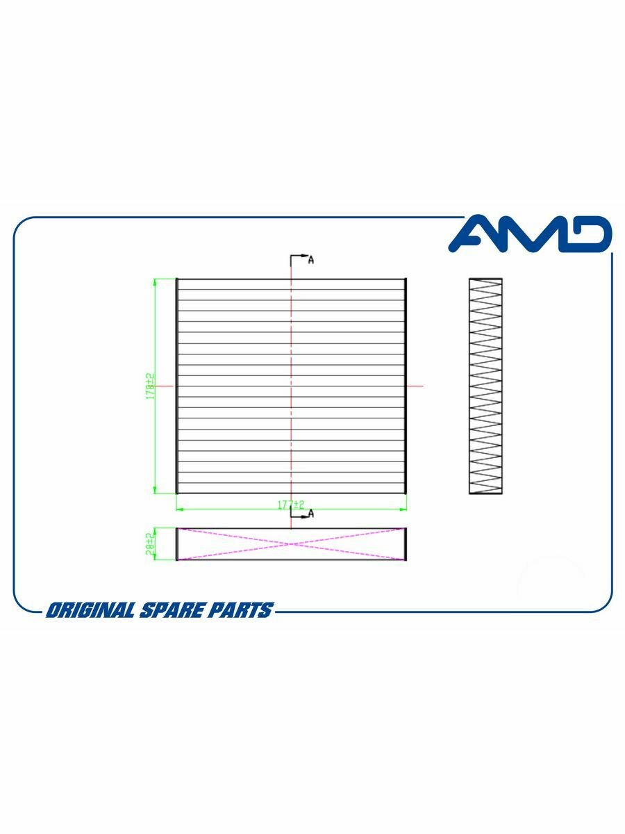 Фильтр салонный угольный AMD AMDFC813C для а/м KIA Picanto / Киа Пиканто